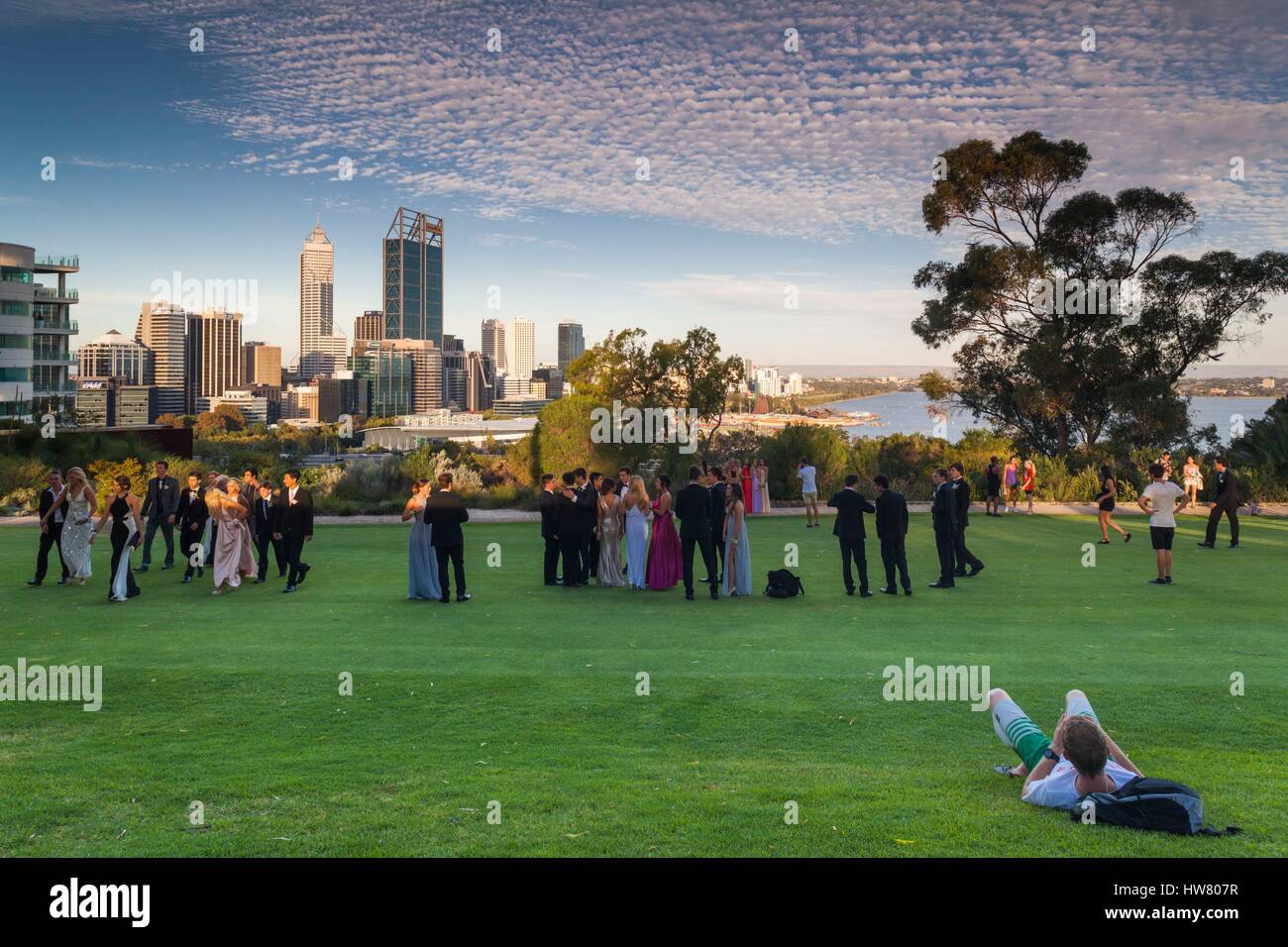 Australia, Western Australia, Perth, people on their way to school prom ...