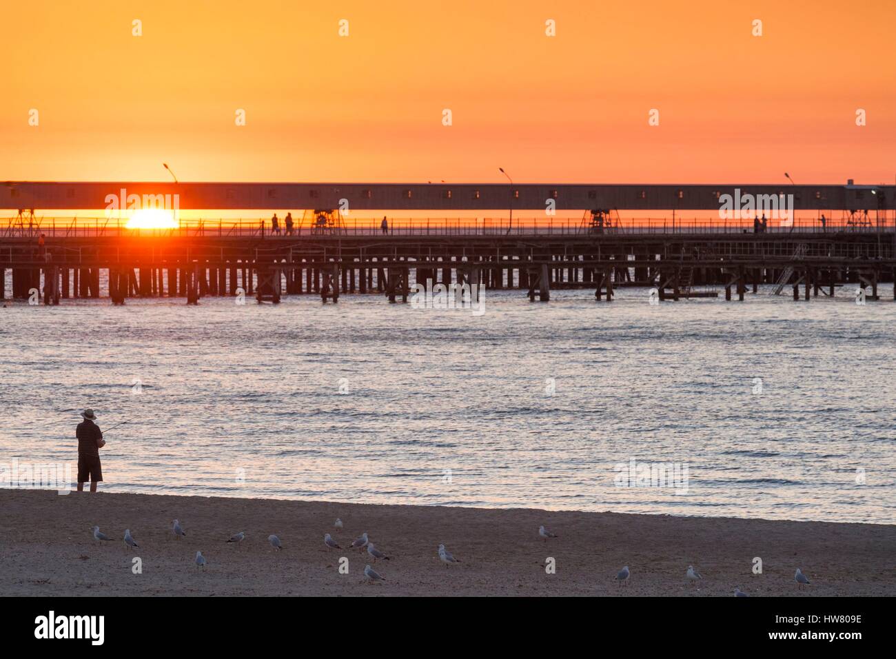Australia, South Australia, Yorke Peninsula, Wallaroo, town jetty ...