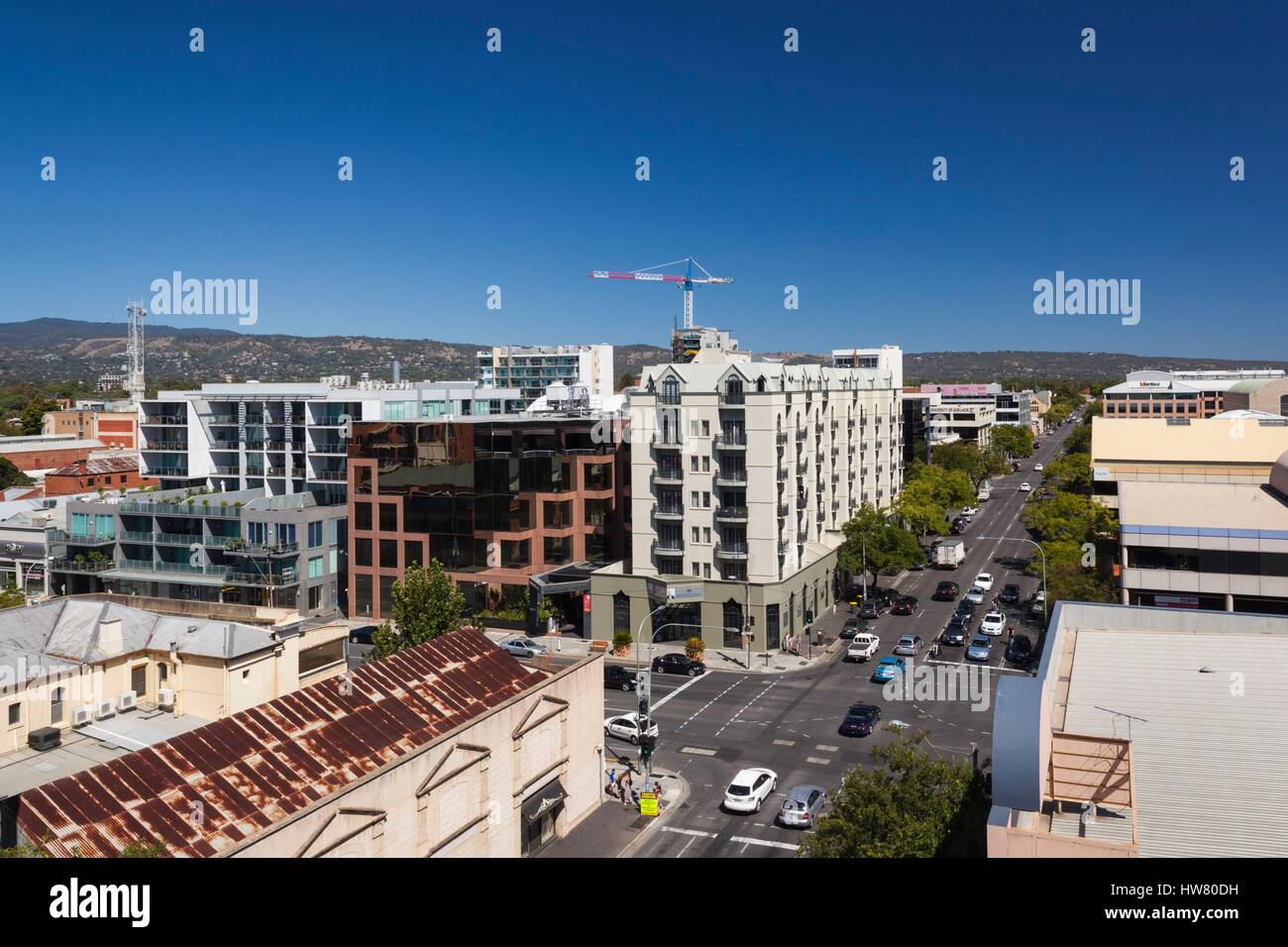 Australia, South Australia, Adelaide, elevated city view above Frome ...