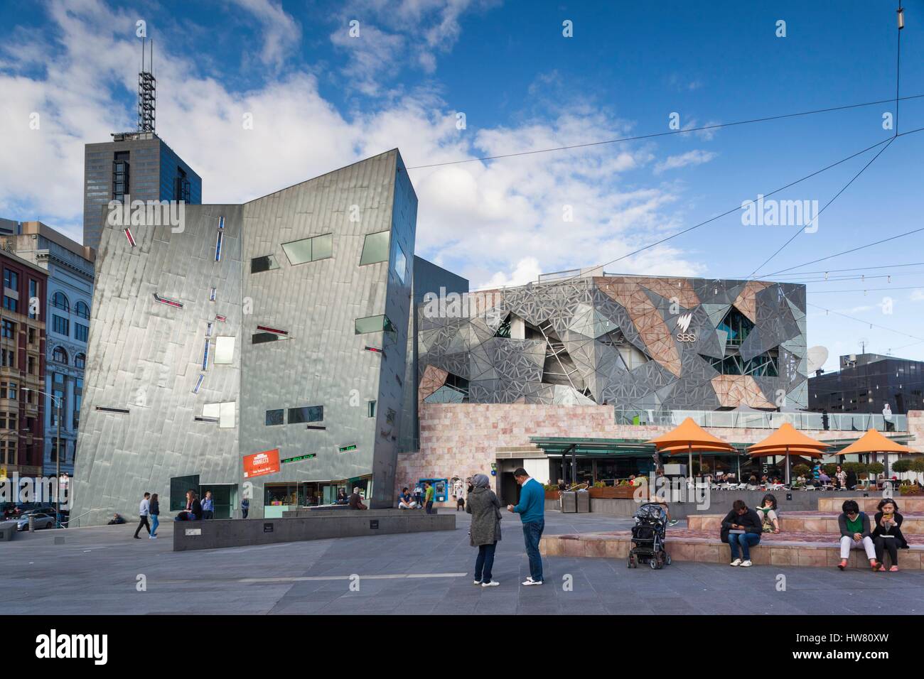 Australia, Victoria, Melbourne, Federation Square, exterior Stock Photo ...