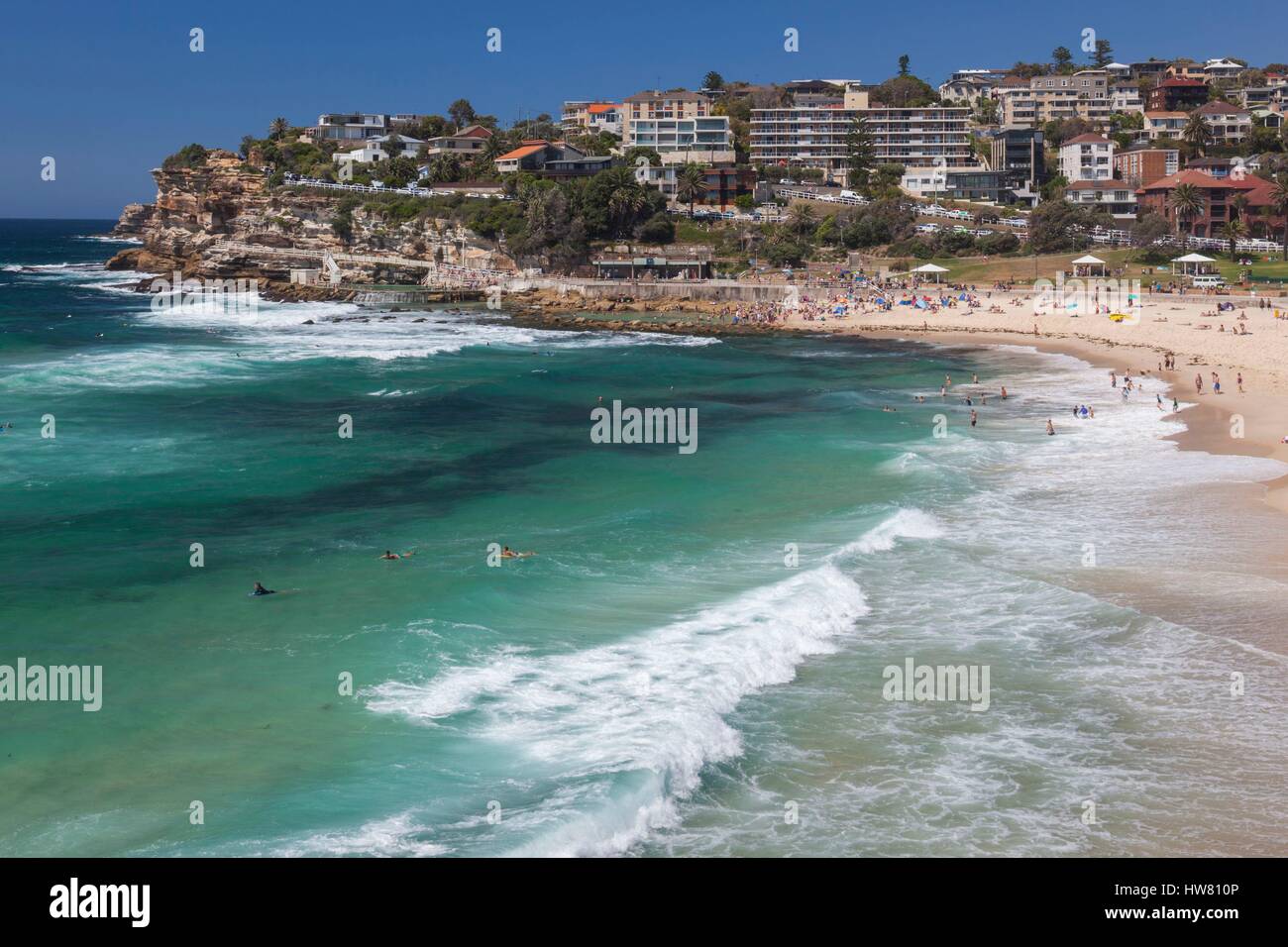 Australia, New South Wales, Sydney, Bronte, Bronte Beach, elevated view ...