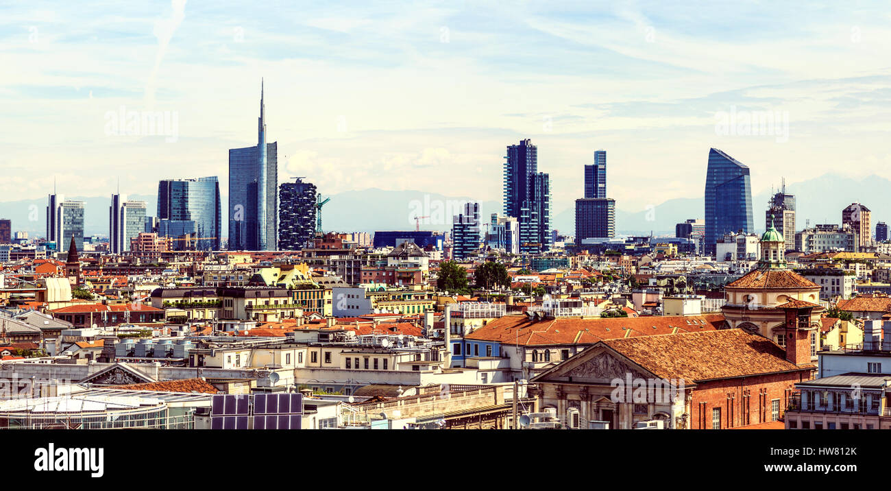 Milan new city view from above horizontal Stock Photo - Alamy