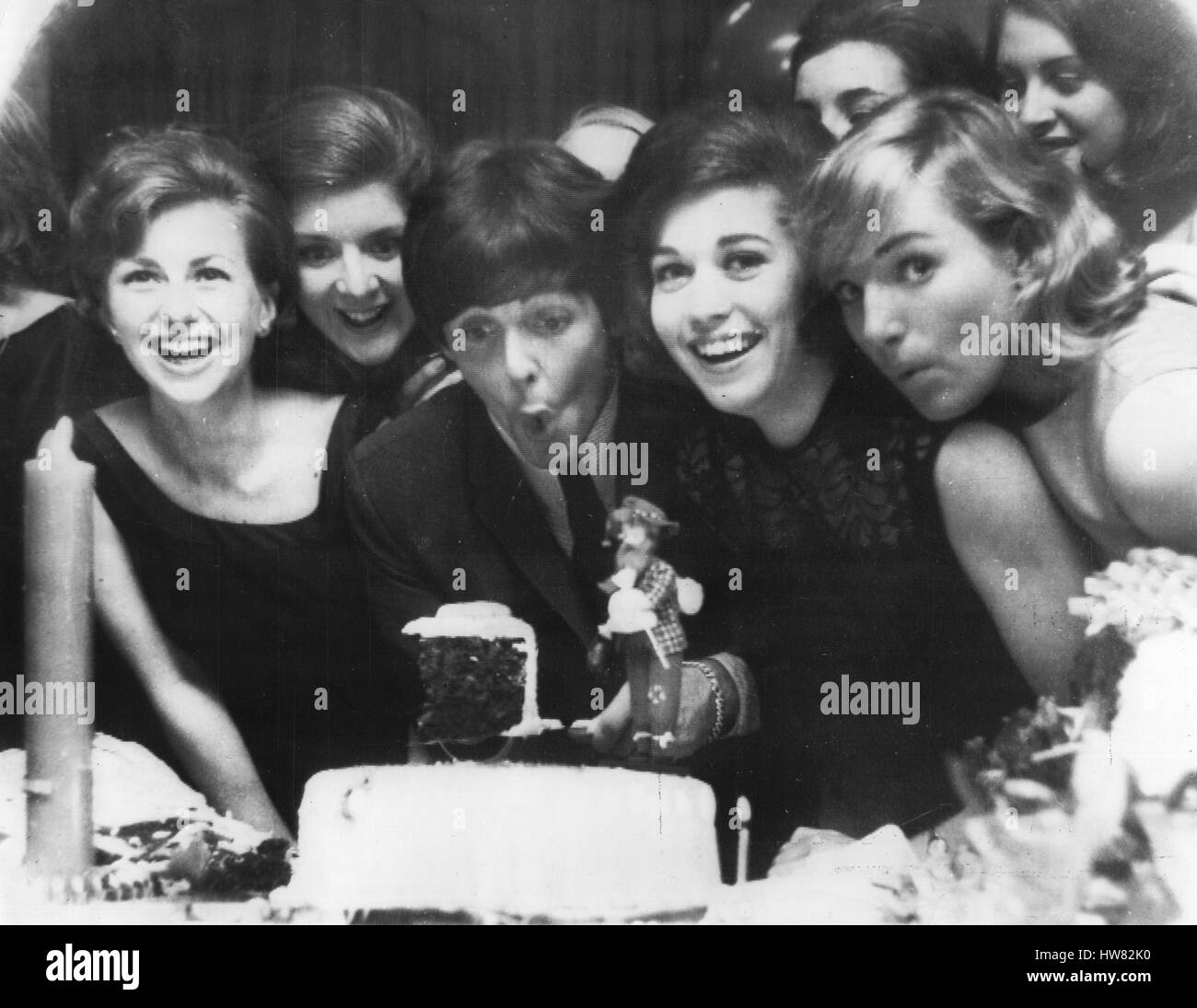 Girls at a birthday party Black and White Stock Photos & Images - Alamy
