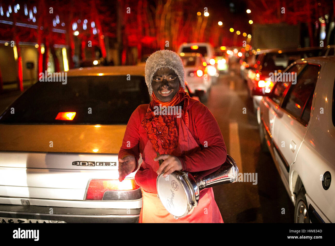 Tehran, Iran. 17th Mar, 2017. An Iranian boy dressed as Haji Firouz, a ...
