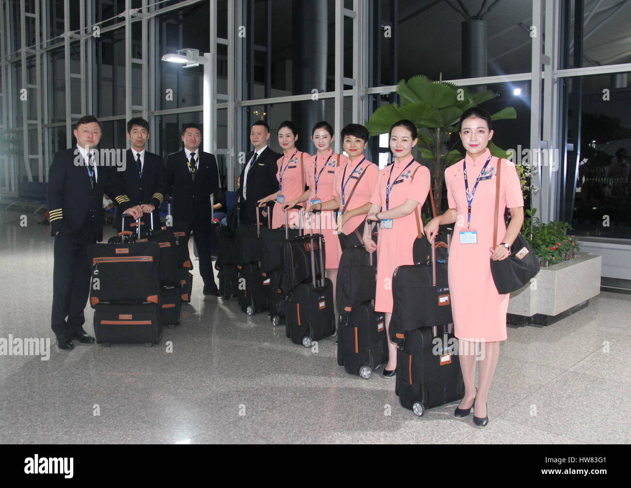 Ho Chi Minh, Vietnam. 18th Mar, 2017. Crew members of the first flight ...