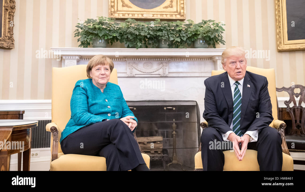 Washington, US. 17th Mar, 2017. German chancellor Angela Merkel (L ...