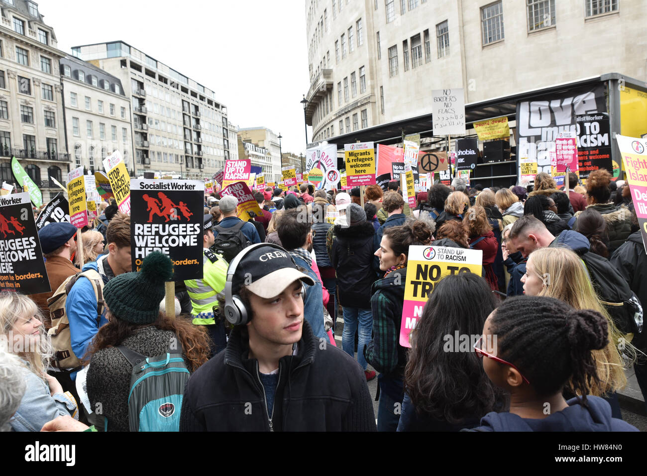 London, UK. 18th March 2017. Stand Up to Racism march and rally in ...