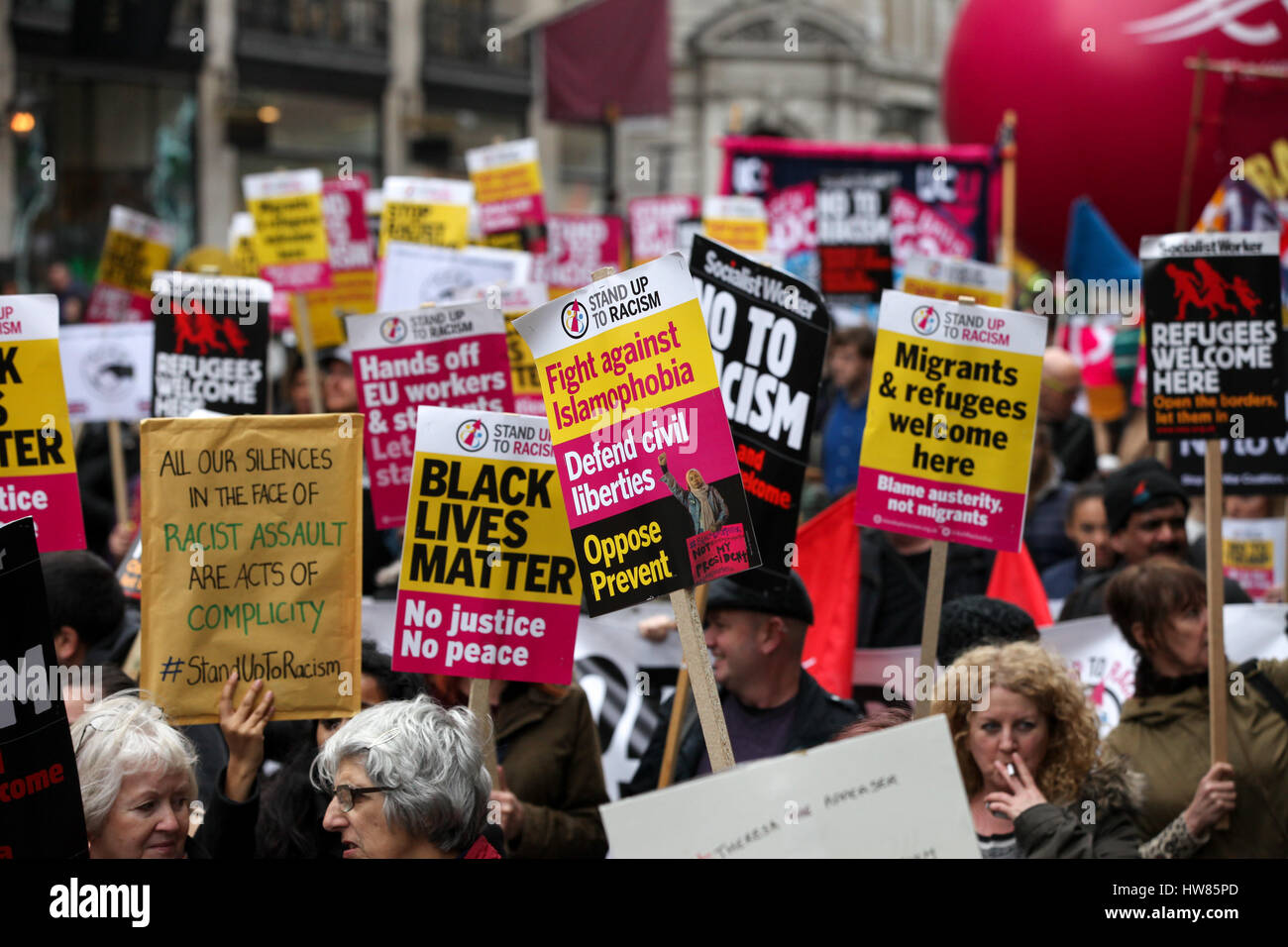 London. UK 18 Mar 2017 - Hundreds of people take part in London on UN ...