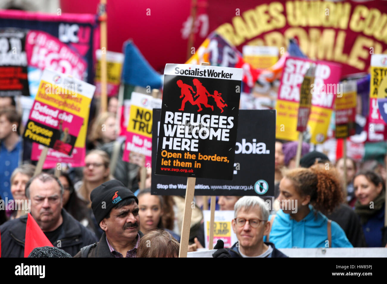 London. UK 18 Mar 2017 - Hundreds of people take part in London on UN ...