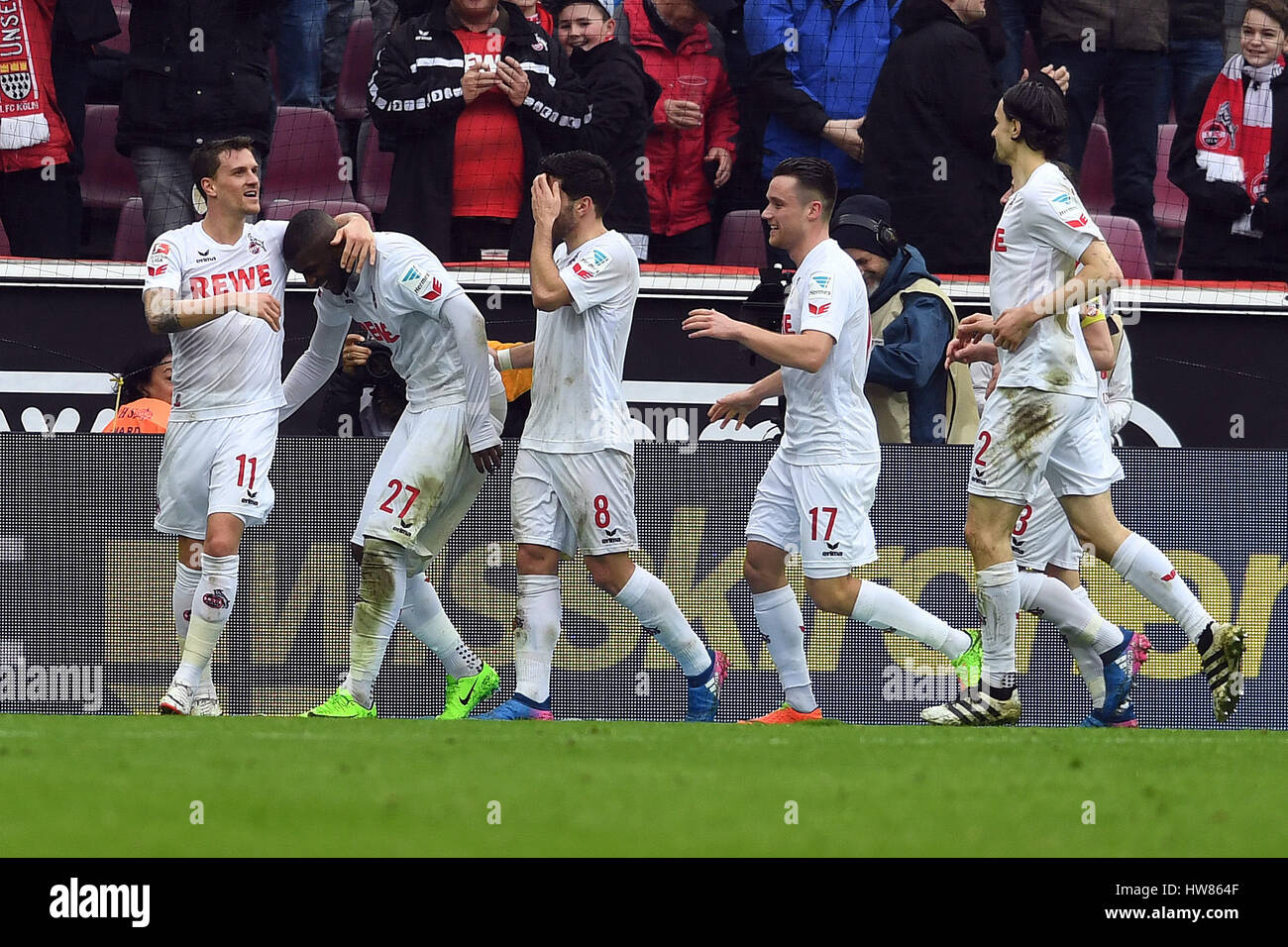 Cologne's Simon Zoller (l-r), Anthony Modeste, Milos Jojic, Christian ...