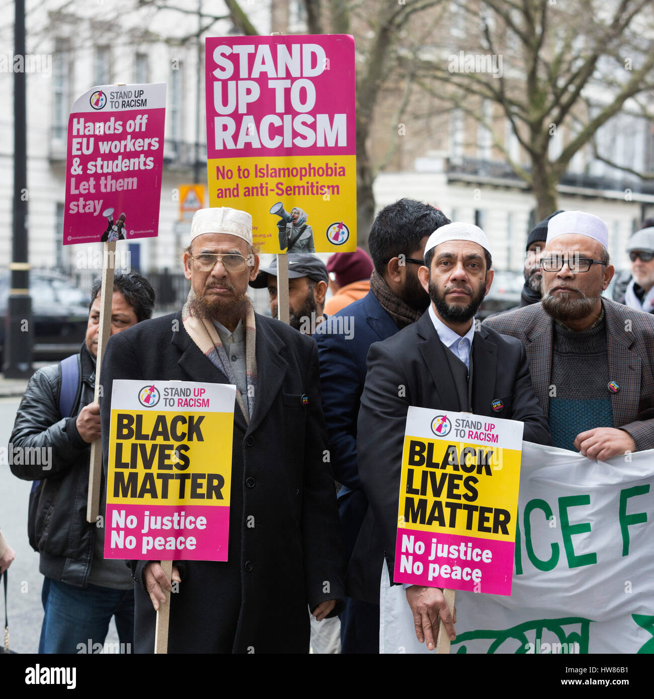 London, UK. 18 March 2017. Muslim men from Tower Hamlets attend the ...