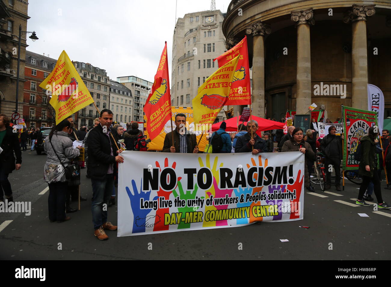 London, UK. 18th March, 2017. United Nations Anti-Racism march through ...