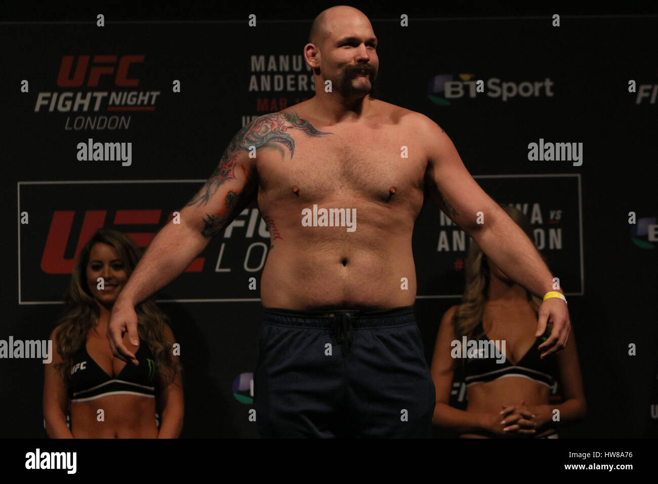 Timothy Johnson weighs in at 264 during UFC London: Weigh Inns at O2 ...