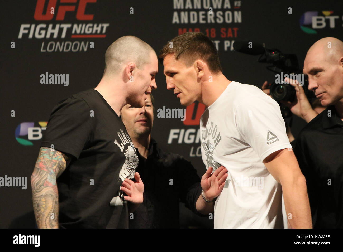 Brad Scott and Scott Askham face off during UFC London: Weigh Inns at ...
