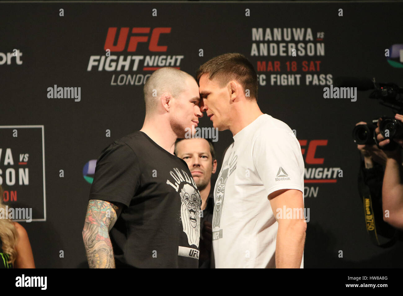 Brad Scott and Scott Askham face off during UFC London: Weigh Inns at ...