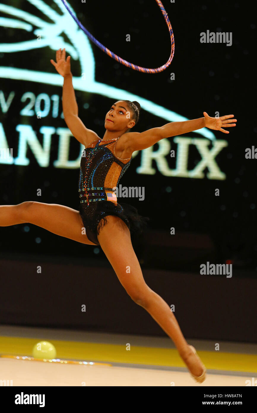 Kiev, Ukraine. 18th March, 2017. Rhythmic gymnast Nastasya Generalova ...