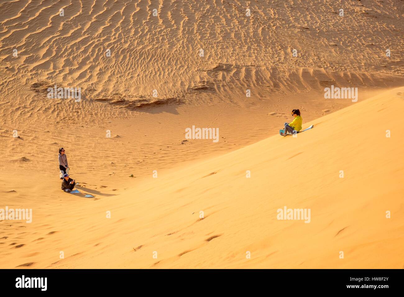 Vietnam, South Central Coast region, Mui Ne fishing village, sand dunes ...