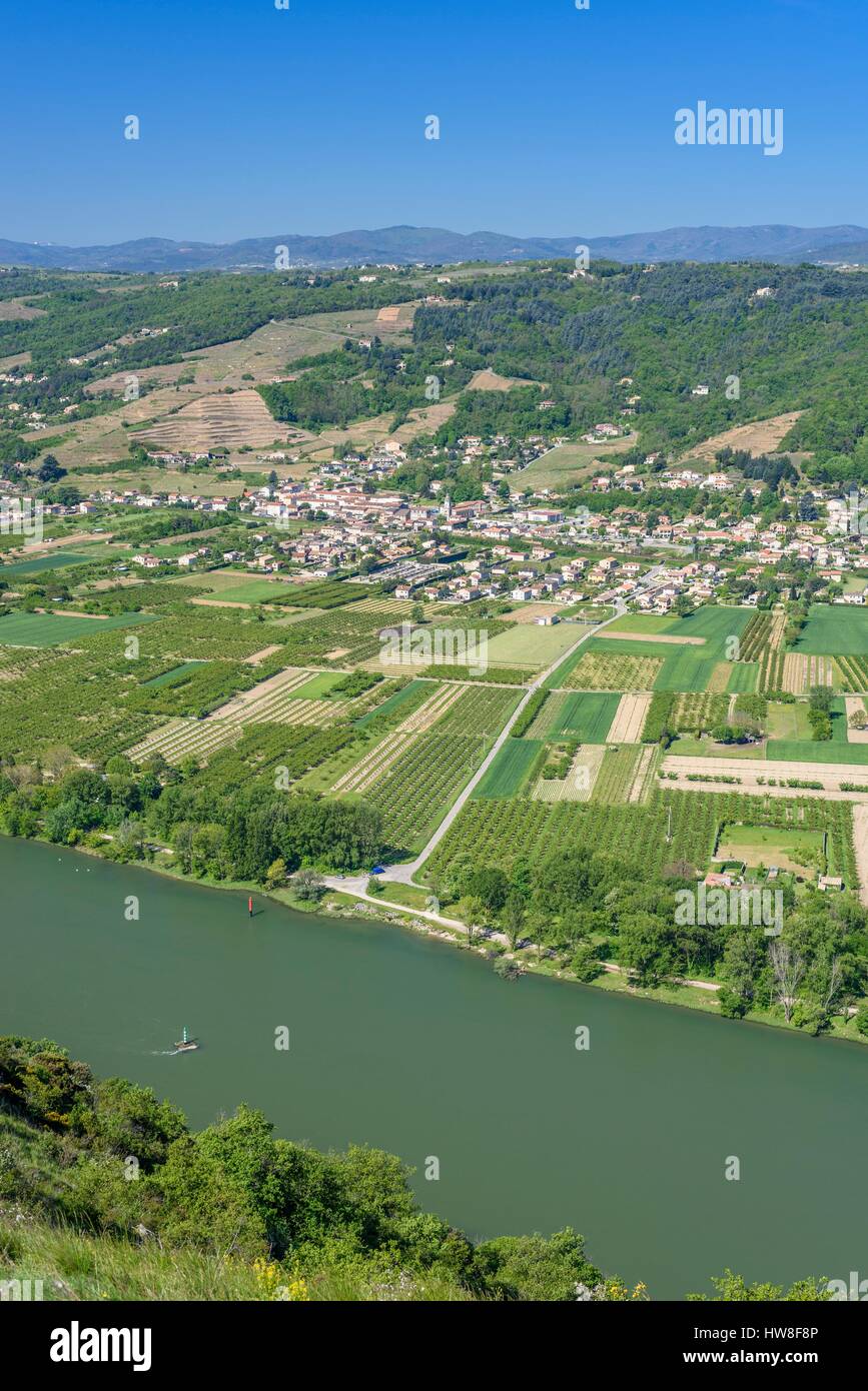 France, Drome, Tain l'Hermitage, view from Pierre-Aiguille belvedere ...