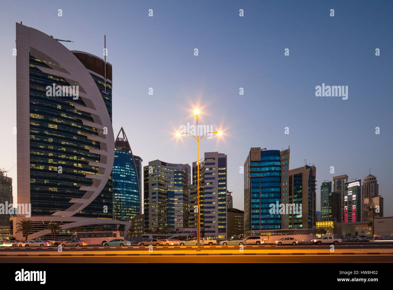 Doha west bay twilight hi-res stock photography and images - Alamy