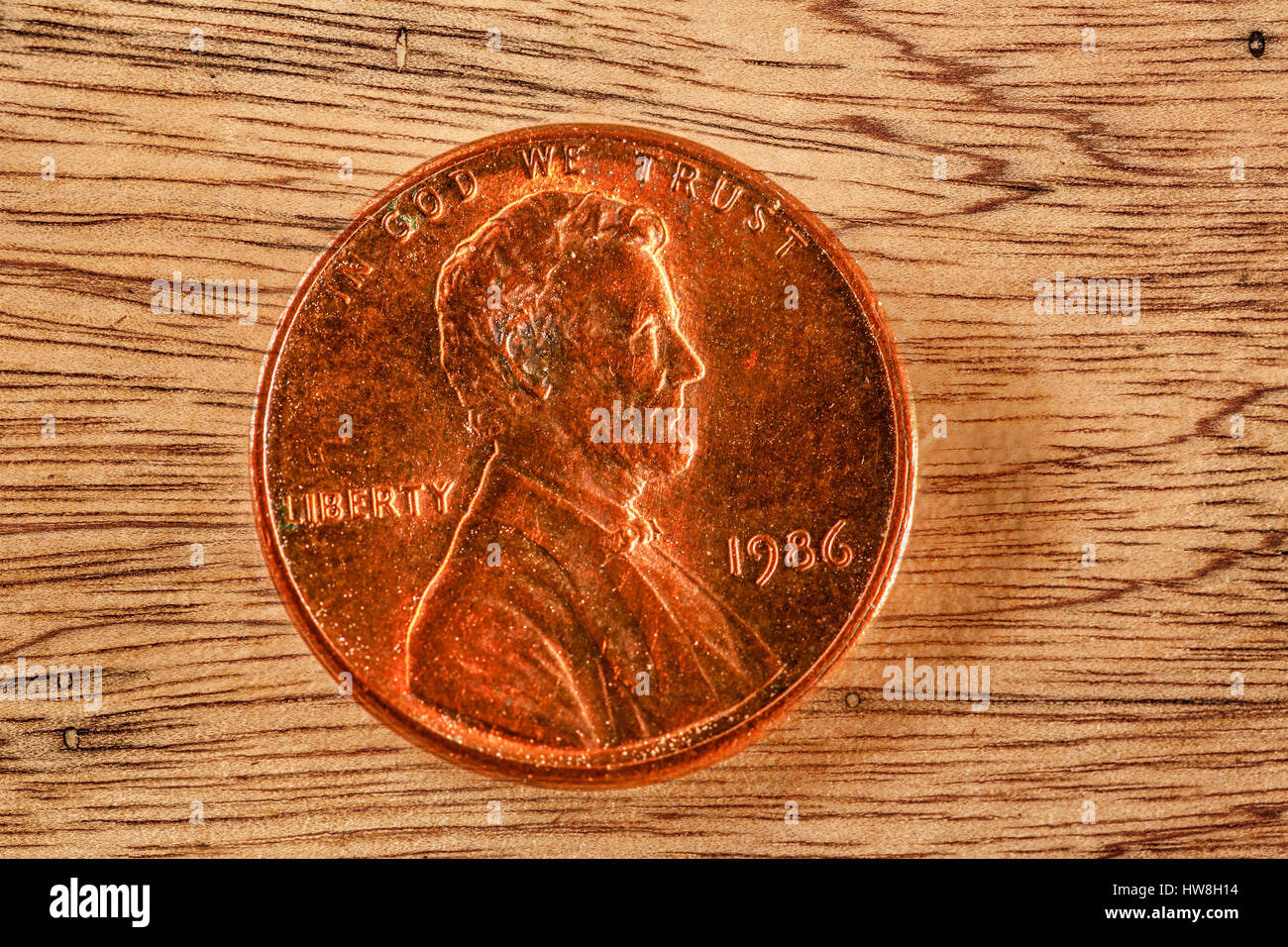 One cent coin of american currency closeup Stock Photo - Alamy