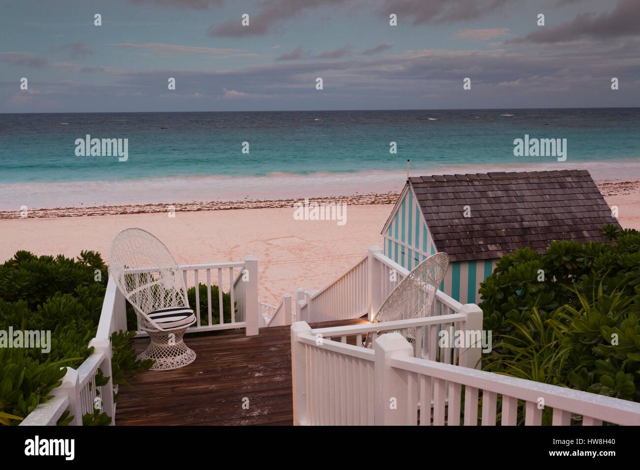 Bahamas, Eleuthera Island, Harbour Island, Pink Sands Beach, dusk Stock ...