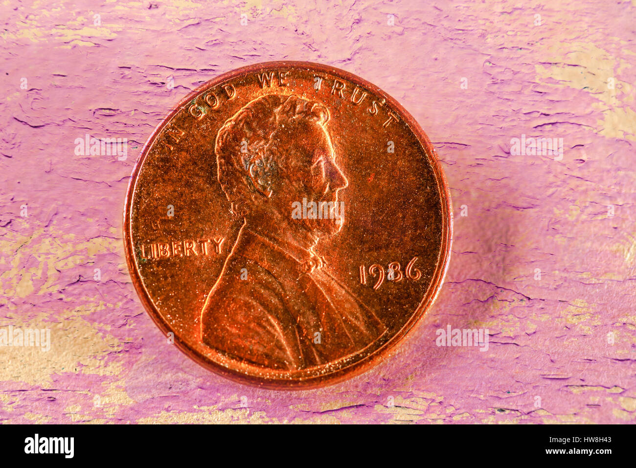 One cent coin of american currency closeup Stock Photo - Alamy