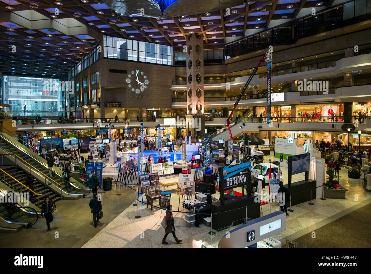 Canada, Quebec, Montreal, Complexe Desjardins, shopping mall interior ...