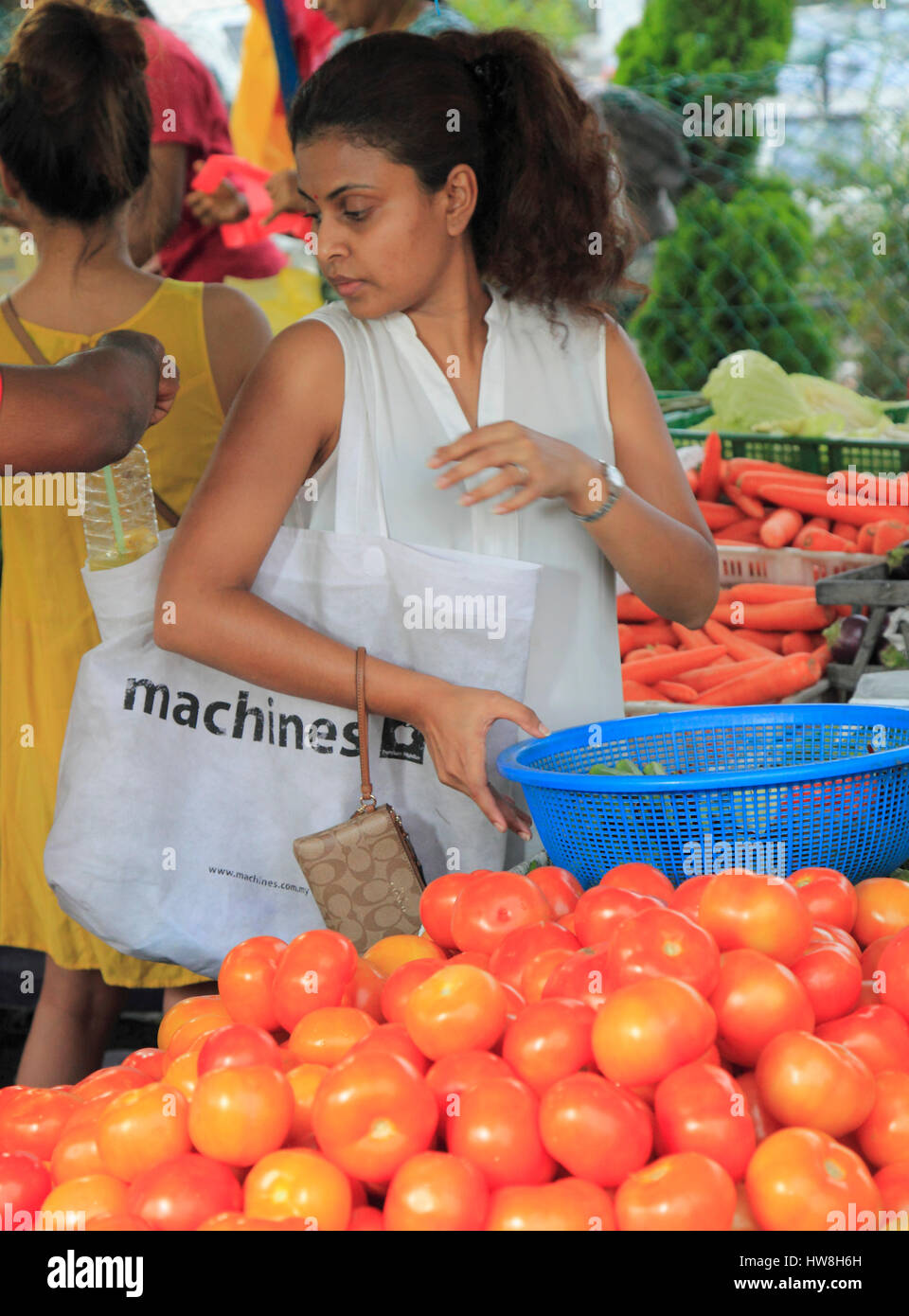 Malaysia, Kuala Lumpur, Bangsar Baru, Sunday Market, food, people Stock ...