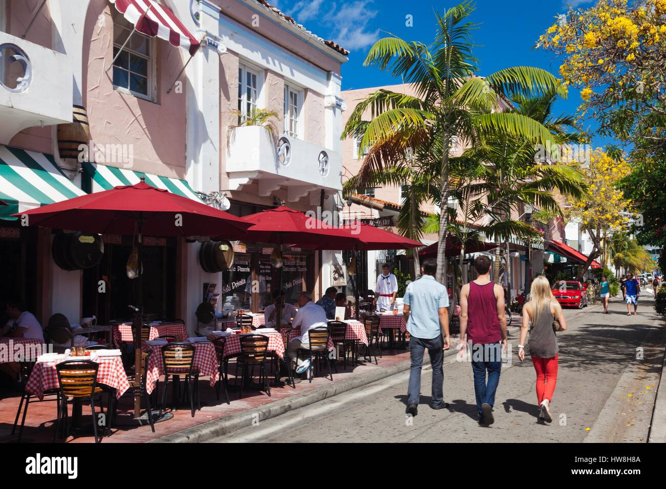 USA, Miami Beach, South Beach, Espanola Way Stock Photo - Alamy