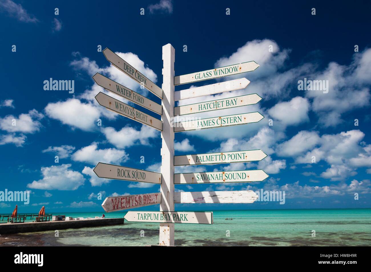 Bahamas, Eleuthera Island, Tarpum Bay, road sign Stock Photo - Alamy