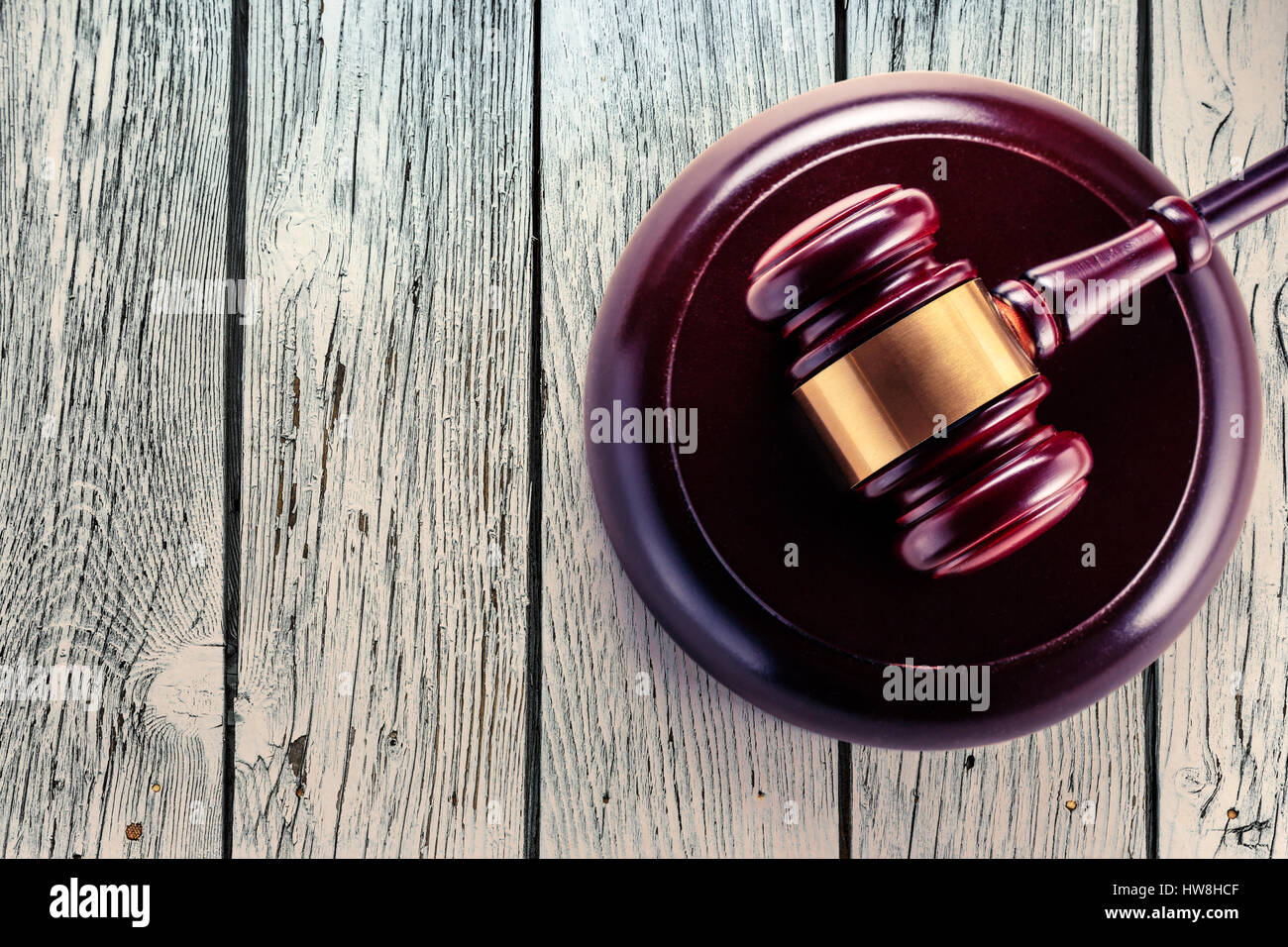 Wooden gavel and block closeup in toning Stock Photo - Alamy