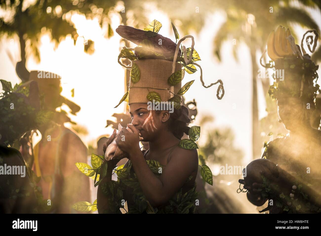 France, Guadeloupe, Grande Terre, Pointe a Pitre, portrait of a ...
