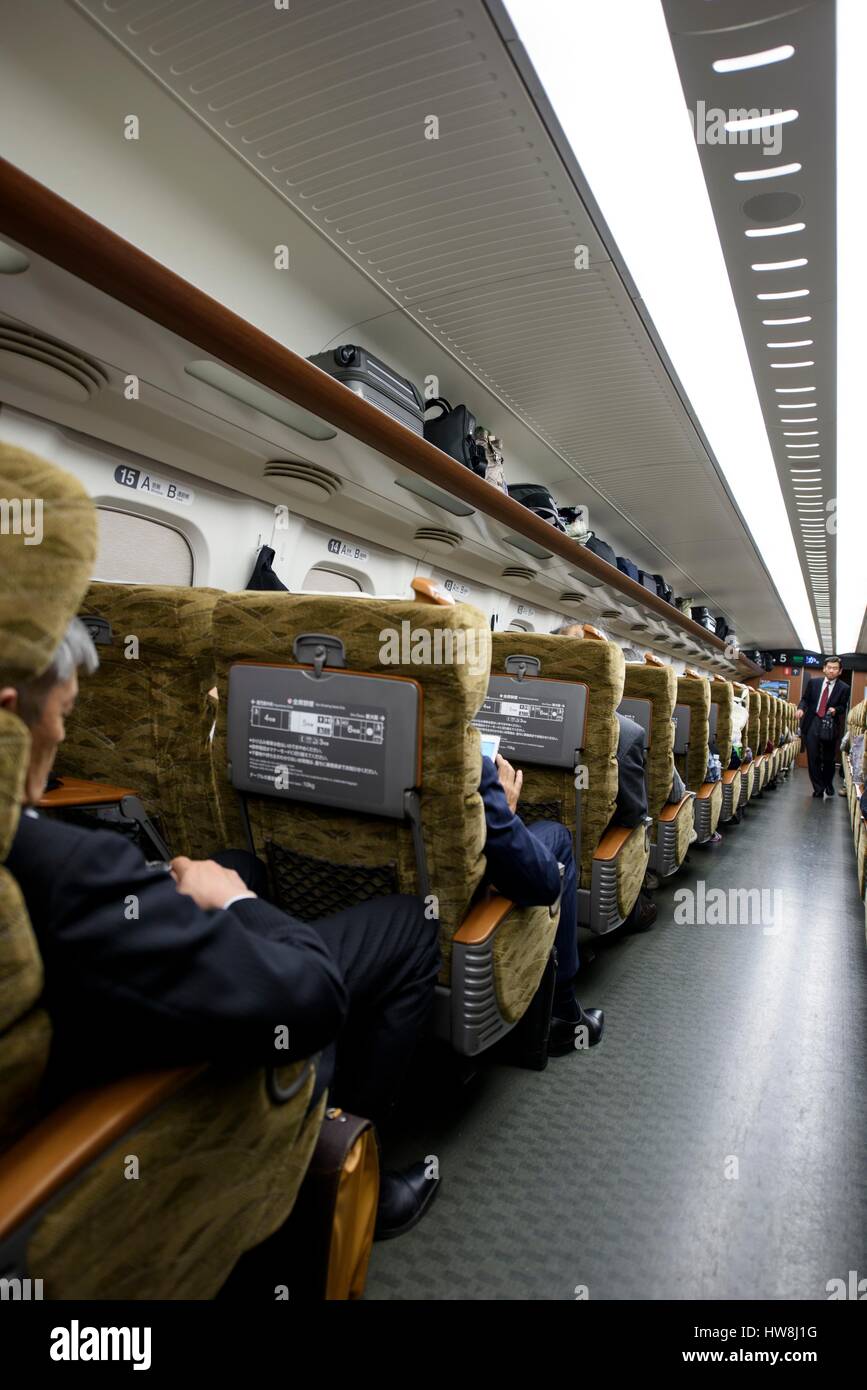 Japan, Honshu island, Tokyo, Onboard a shinkansen train Stock Photo - Alamy