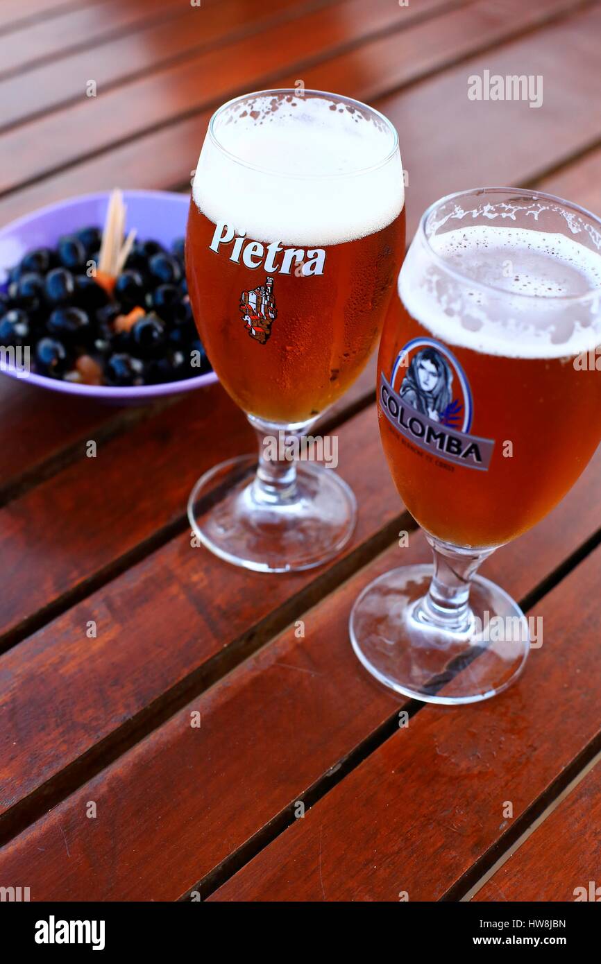 France, Corse du Sud, Gulf of Girolata, Osani, Girolata, Corsican beer ...