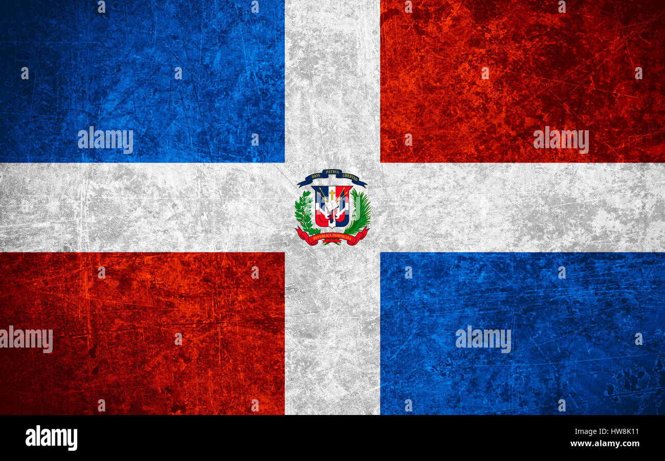 flag of Dominican Republic or banner on scratched vintage texture Stock ...