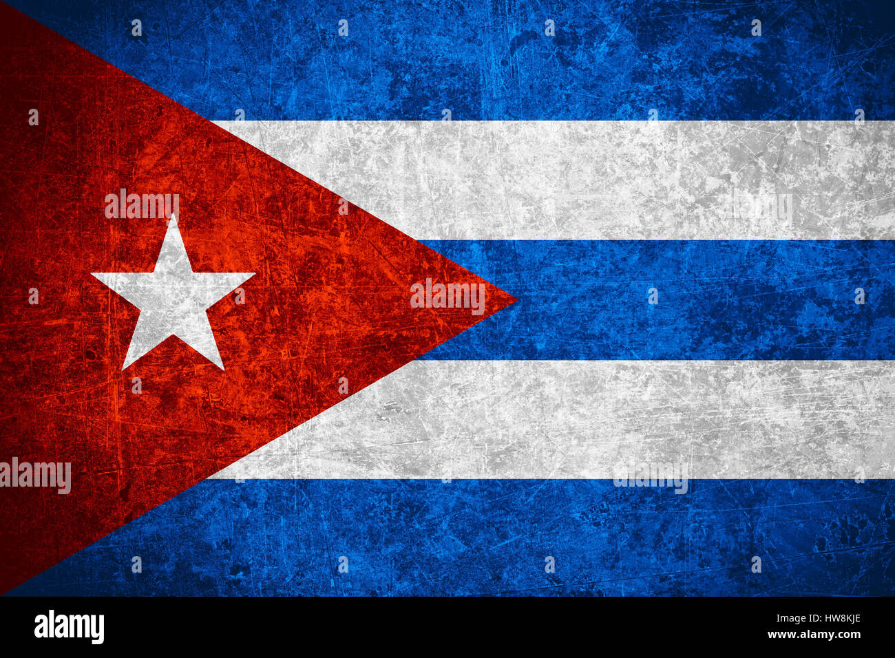 flag of Cuba or Cuban banner on scratched vintage texture Stock Photo ...
