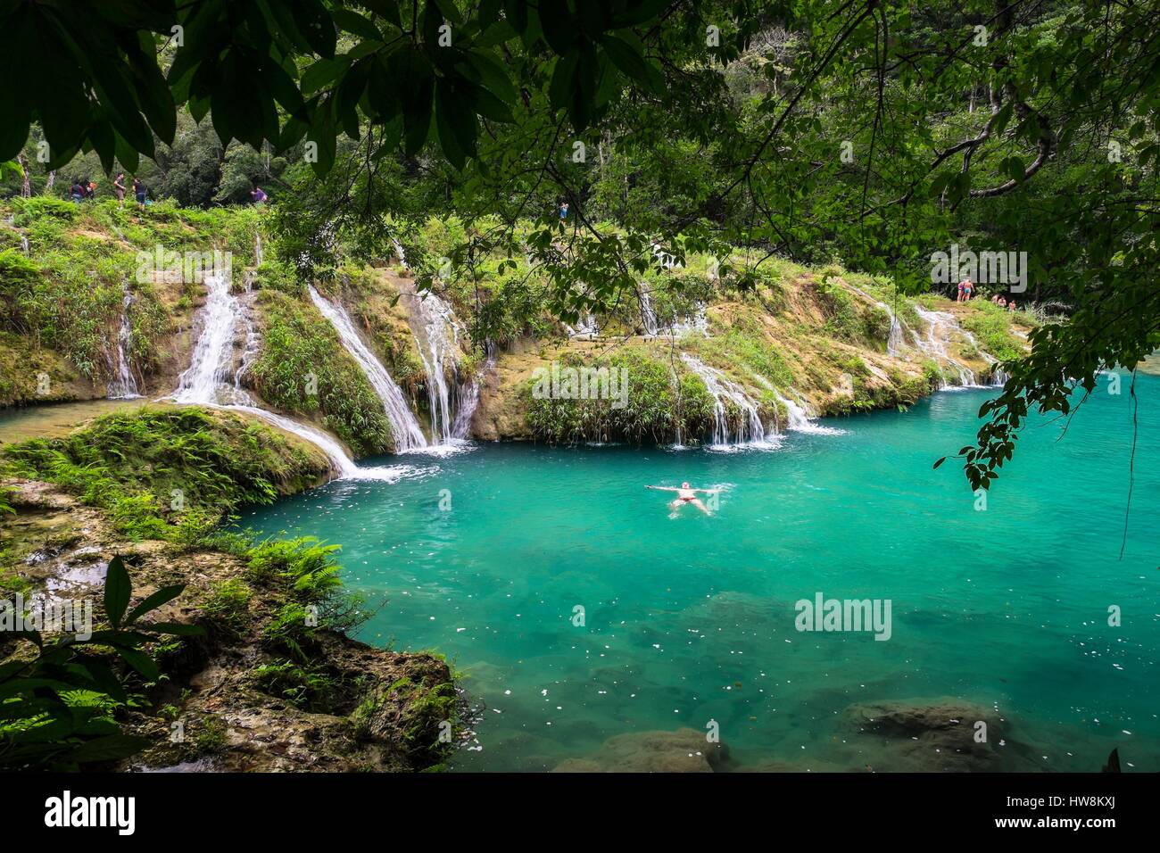Guatemala, Alta Verapaz department, Lanquin, the natural site of Semuc ...
