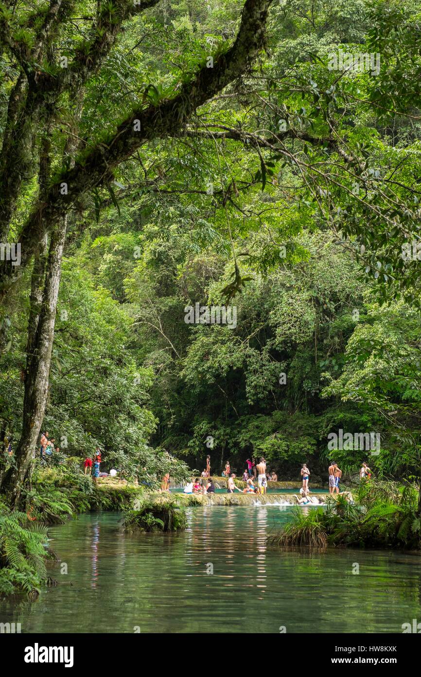 Guatemala, Alta Verapaz department, Lanquin, the natural site of Semuc ...