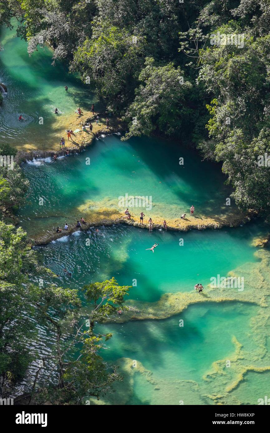 Guatemala, Alta Verapaz department, Lanquin, the natural site of Semuc ...