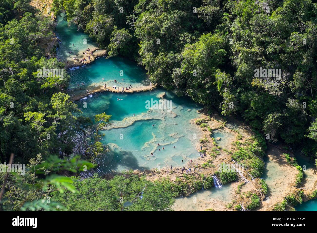 Guatemala, Alta Verapaz department, Lanquin, the natural site of Semuc ...