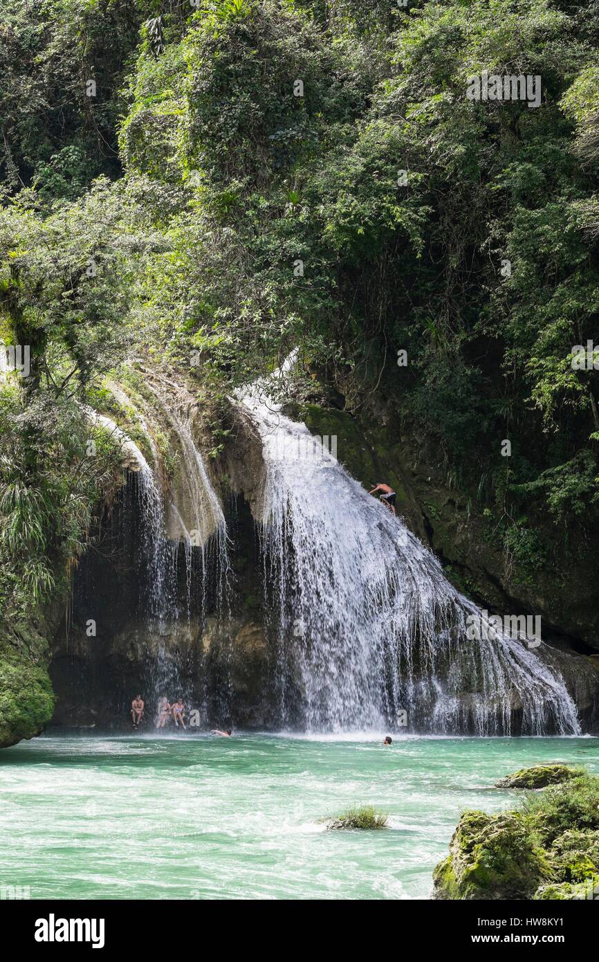 Guatemala, Alta Verapaz department, Lanquin, the natural site of Semuc ...