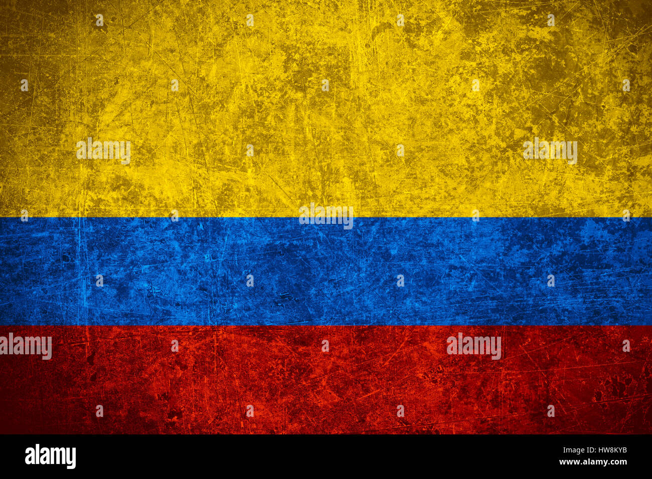 flag of Colombia or Colombian banner on scratched vintage texture Stock ...