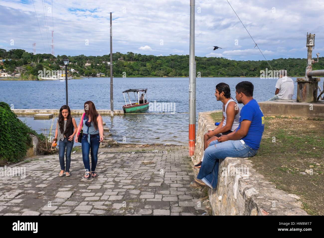 Guatemala, Peten department, El Remate, Flores island on Lake Peten ...