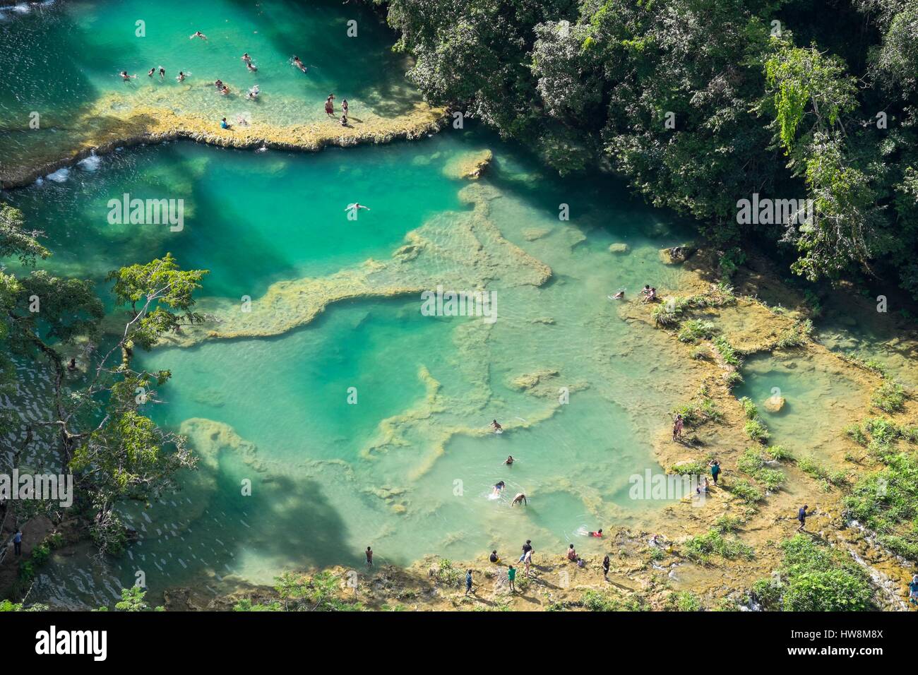 Guatemala, Alta Verapaz department, Lanquin, the natural site of Semuc ...