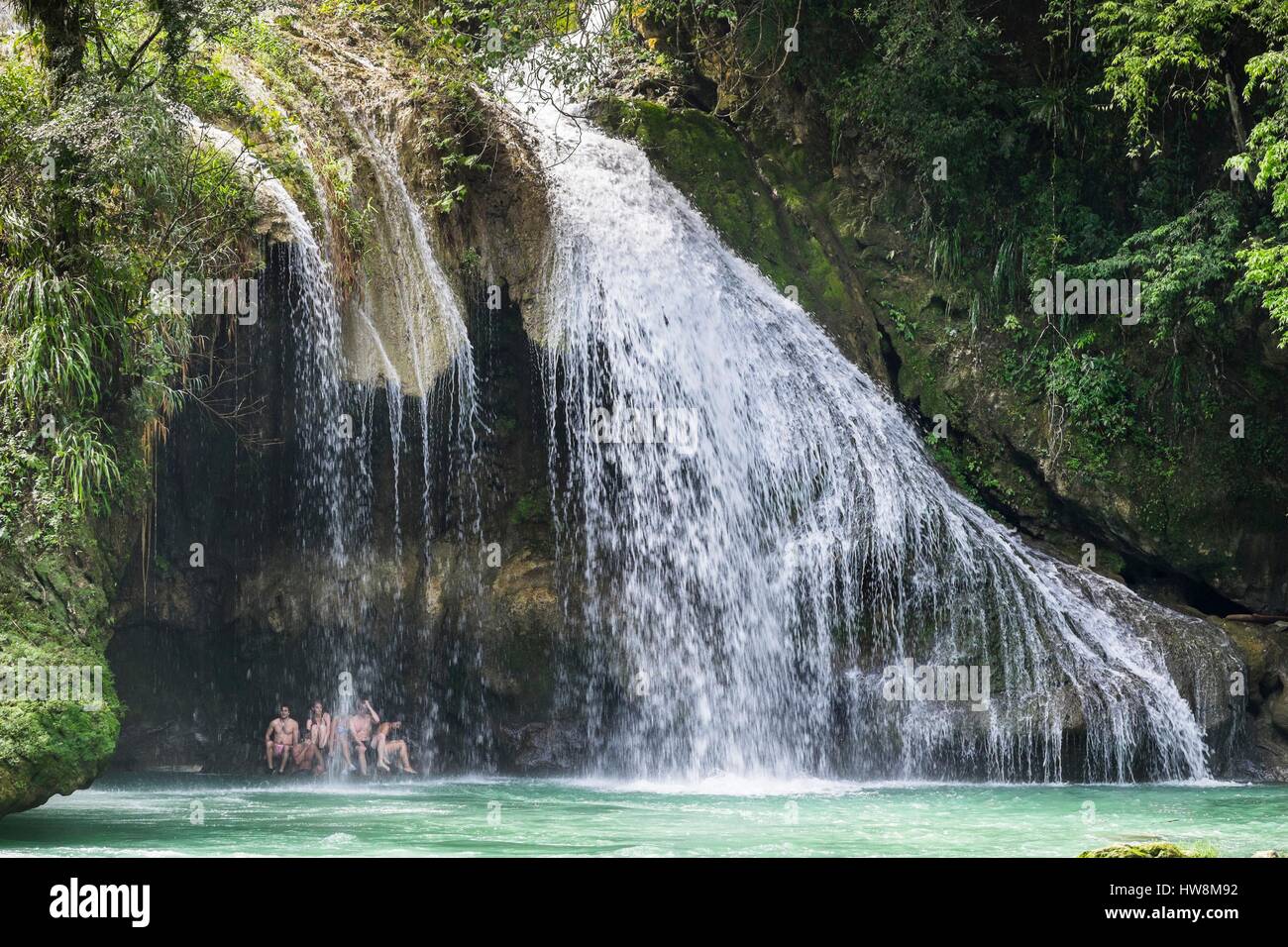 Guatemala, Alta Verapaz department, Lanquin, the natural site of Semuc ...