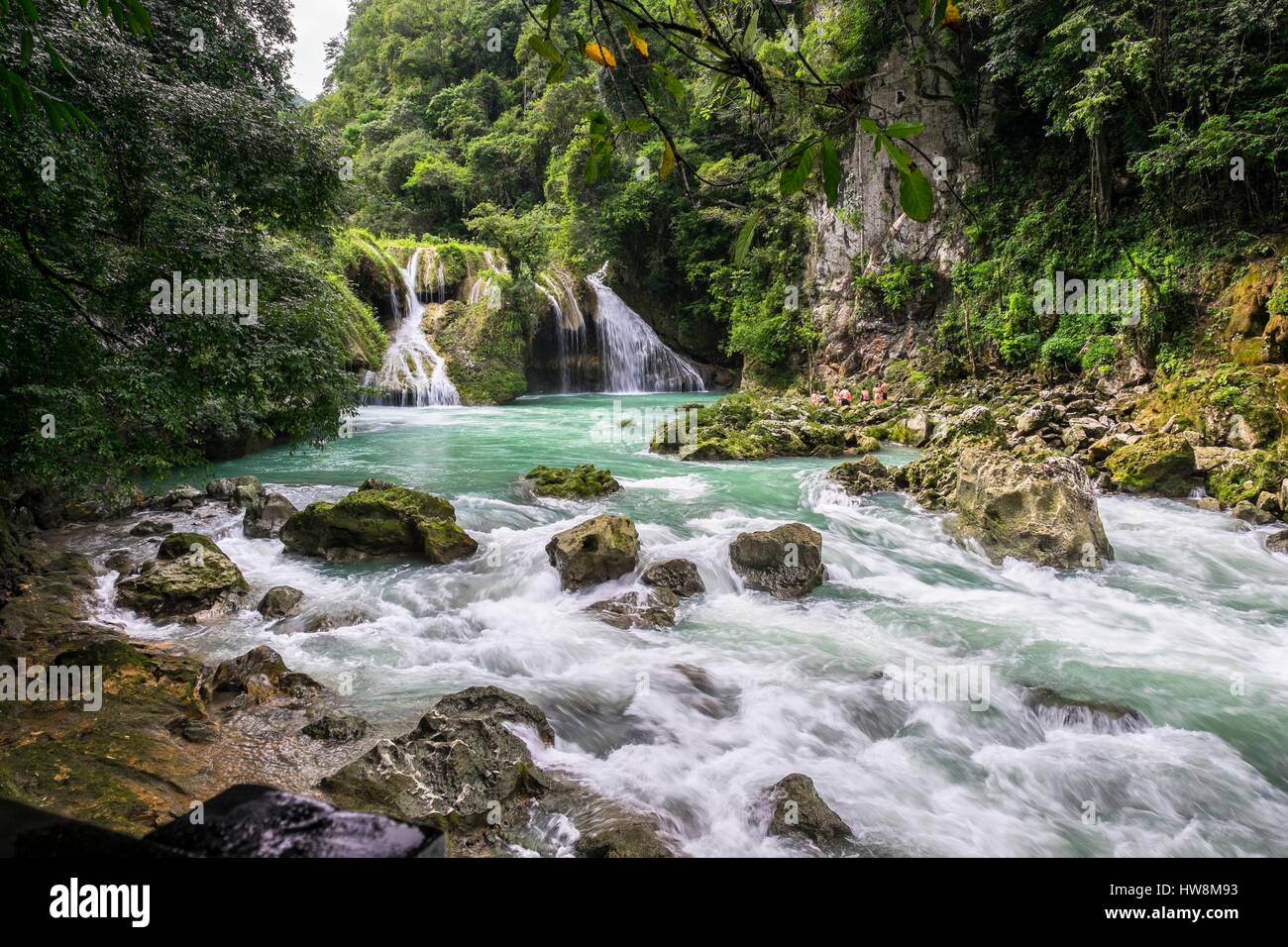 Guatemala, Alta Verapaz department, Lanquin, the natural site of Semuc ...