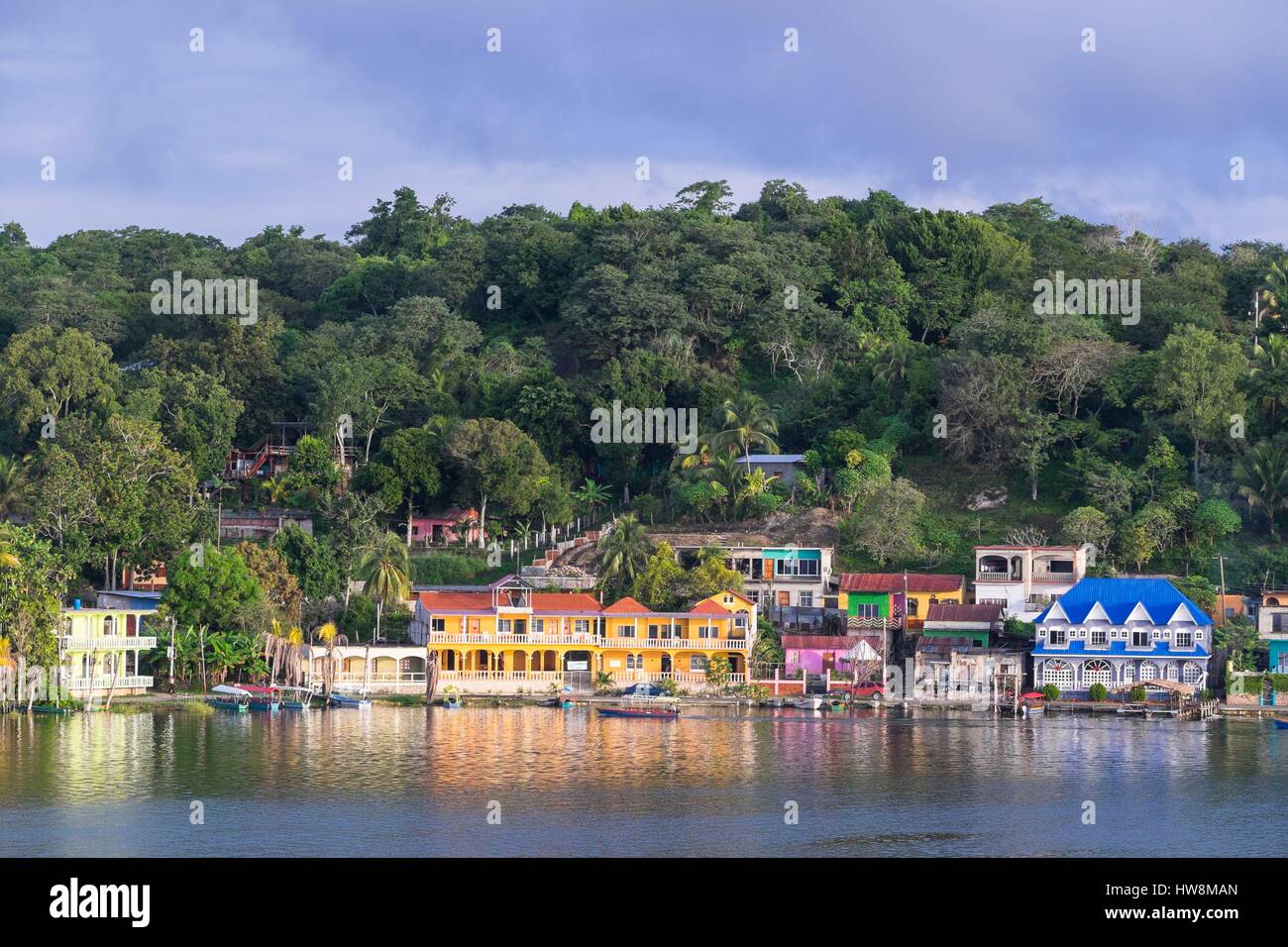 Guatemala, Peten department, El Remate, Flores island on Lake Peten ...