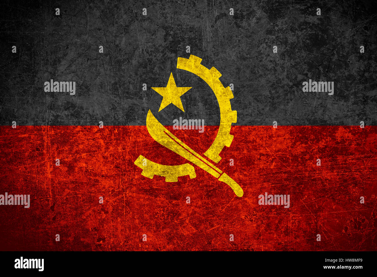 flag of Angola or Angolan banner on scratched vintage texture Stock ...