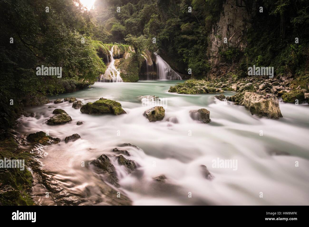 Guatemala, Alta Verapaz department, Lanquin, the natural site of Semuc ...