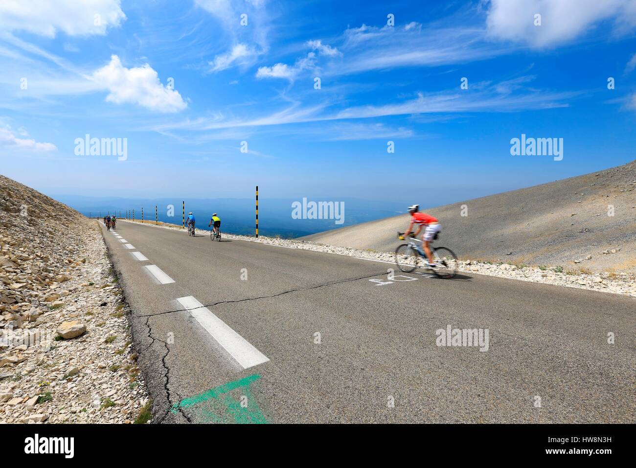 France, Vaucluse, Mont Ventoux, Col storms, D974, south side Stock ...